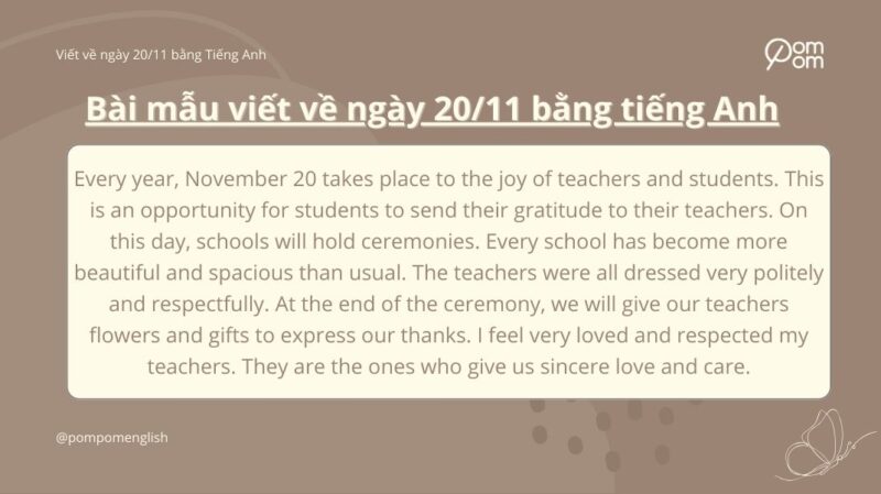 Gợi ý cách viết về ngày 20/11 bằng tiếng Anh đơn giản nhất